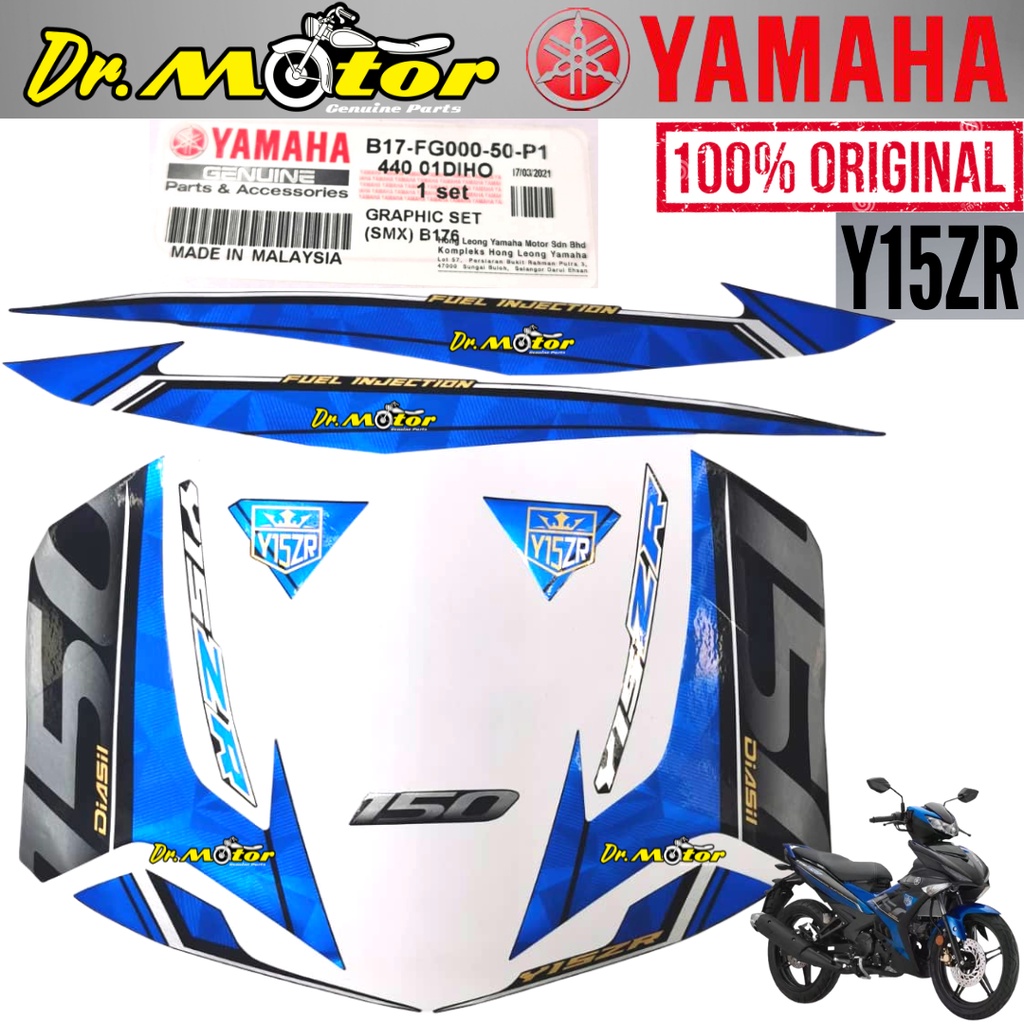 100% ORIGINAL YAMAHA Y15ZR V2 Y15 ZR YSUKU STICKER BODY STRIPE GRAPHIC COMPLETE SMX BLUE BLACK ...