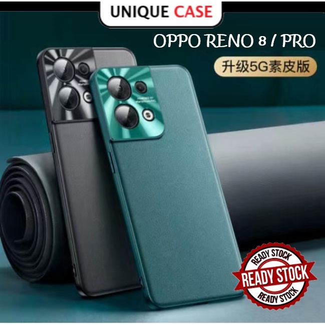 UNIQUE OPPO RENO 8 / 8PRO Premium PU Plain Leather Casing Iron Lens ...