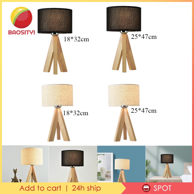 [baositybfMY] Bedside Table Lamps Wooden Tripod Modern Art for Living ...