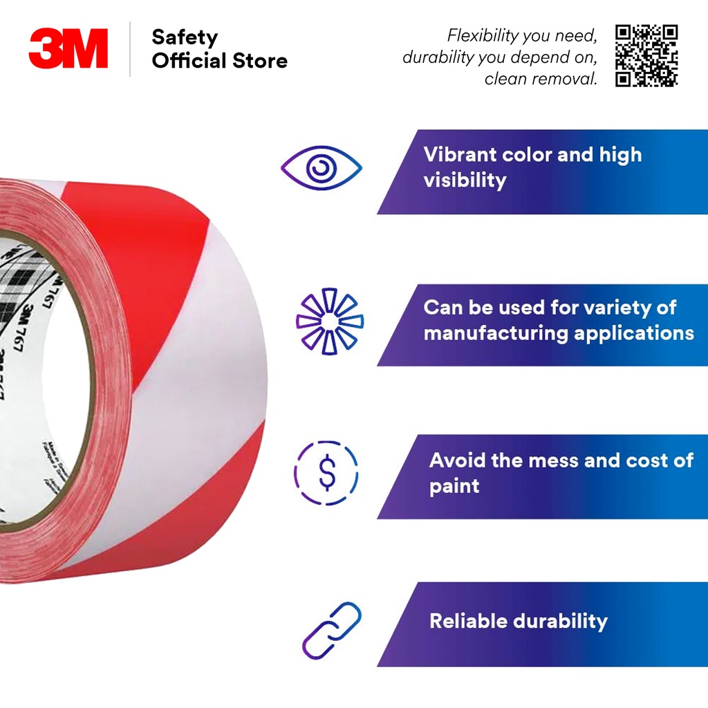 3M™ 766 Black & Yellow/ 767 Red & White Stripe Hazard Warning Floor ...