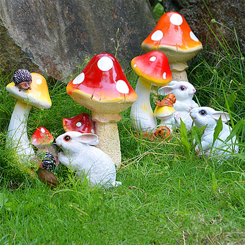 Garden Mushroom Decoration Outdoor Statues Sculptures Resin Yard Art ...