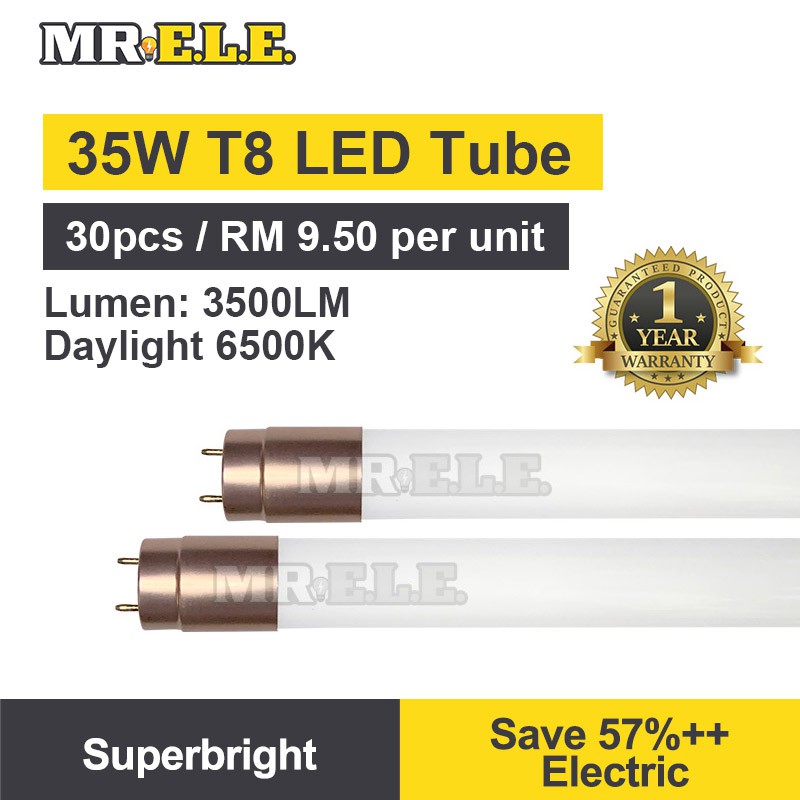30pcs Superbright 35W T8 LED Tube (3500lm)(1200mm)(Daylight 6500k ...