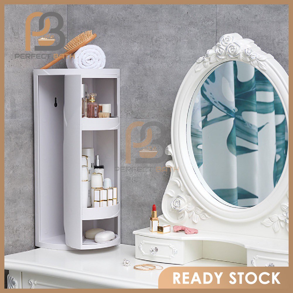 Perfect Bath Corner Rotating Triangle Bathroom Storage Rack Shelf ...