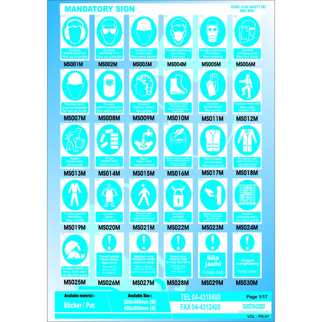 DOSH/ JKKP STANDARD MANDATORY SIGN 100 X 300MM, 300X400MM, 400X600MM ...