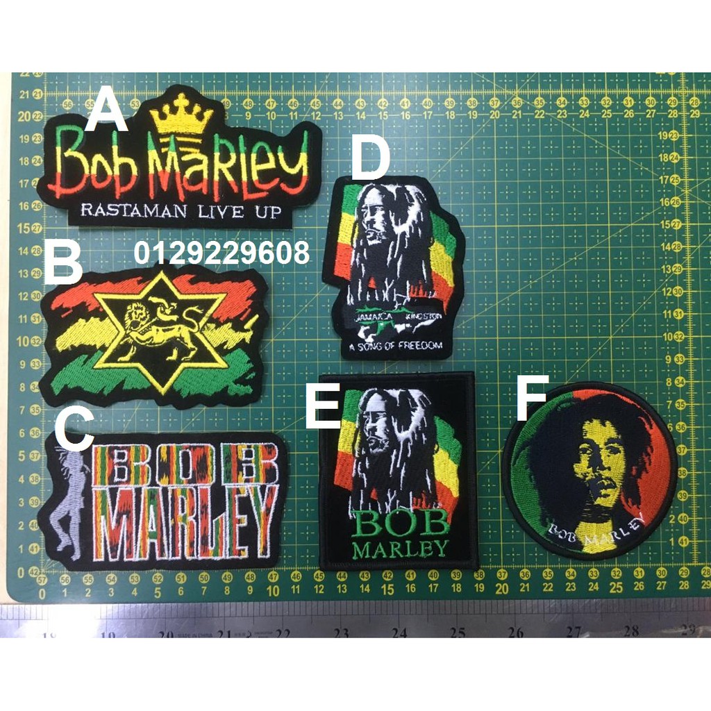Patches Patch Bagde Lencana Kain Sulam Lambang logo Bob Marley Rasta | Shopee Malaysia