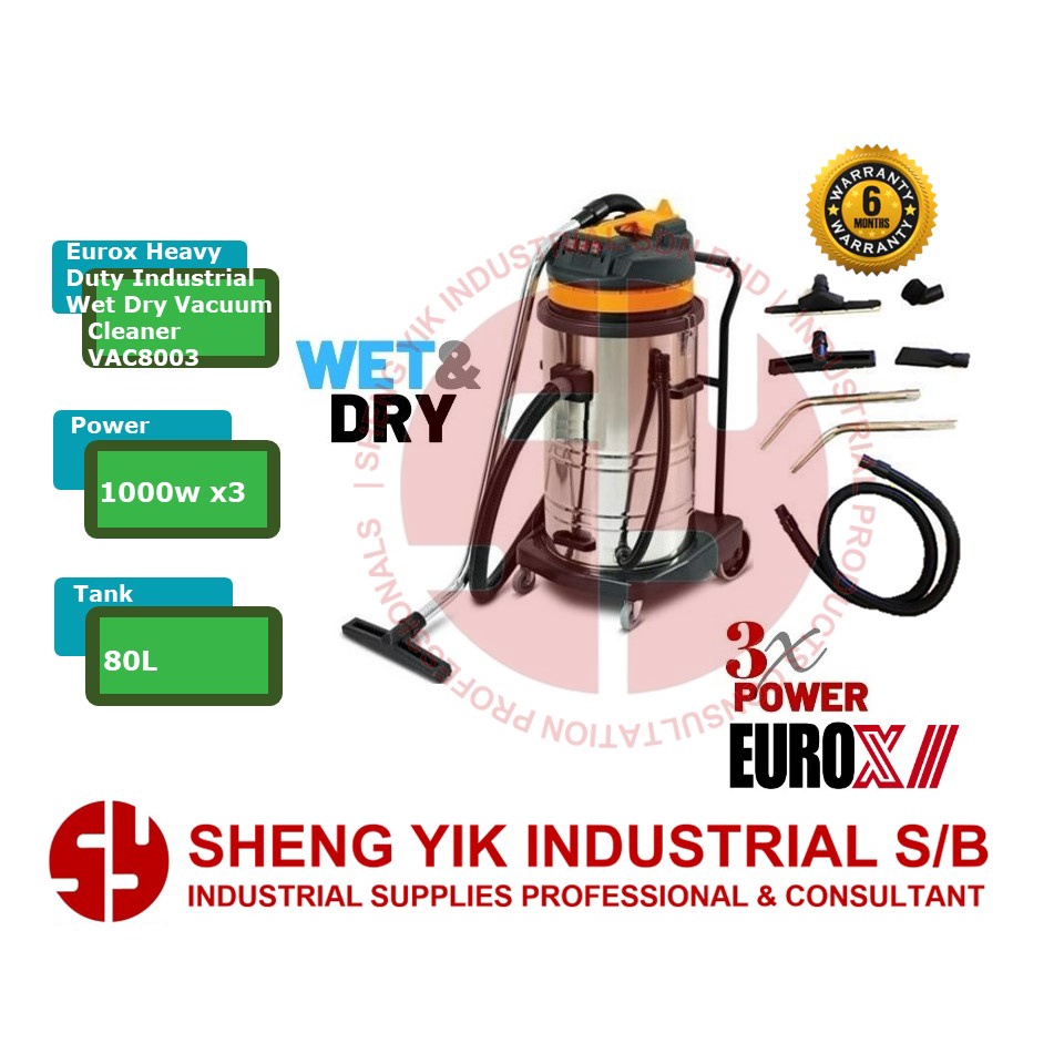 SYI Eurox VAC8003 80L 3Motor Industrial Vacuum Cleaner for Wet and Dry ...