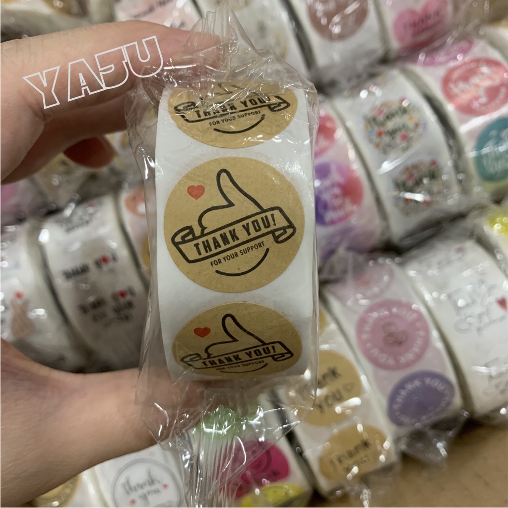 【YAJU!】Thank You & Handmake Sticker 25MM Label Seal Love Terima Kasih ...