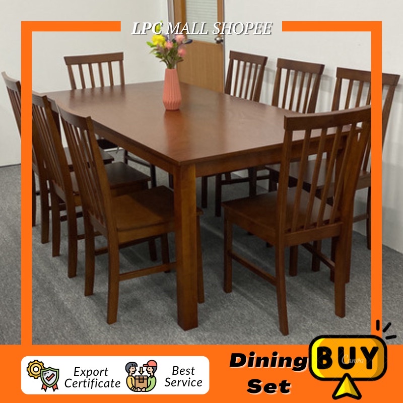LPC MALL Chair 91 Dining Set 1+8 Kerusi Meja Makan 8 Orang hitam putih ...