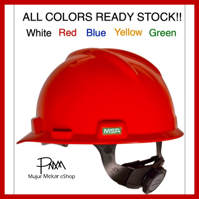 [SIRIM] MSA V-GARD SAFETY HELMET W FASTRAC + CHINSTRAP (WHITE RED ...