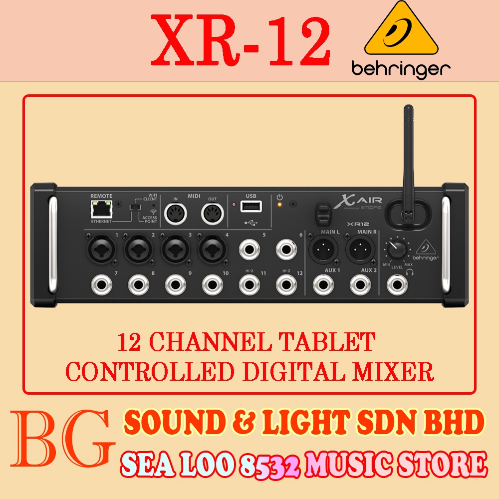 BEHRINGER X AIR XR12 12 CHANNEL TABLET CONTROLLED DIGITAL MIXER (X AIR XR12) | Shopee Malaysia