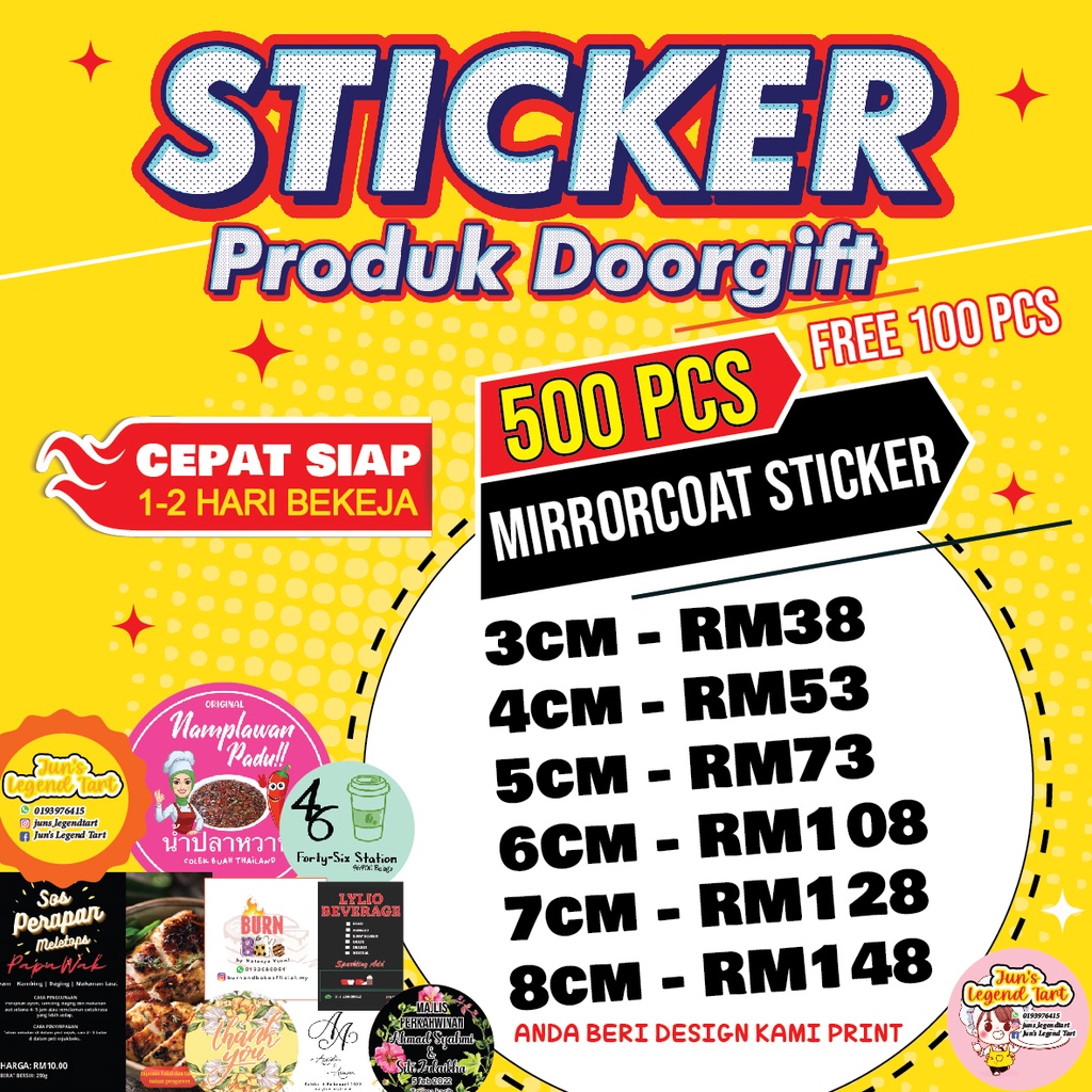 (500 PCS) FREE 100 pcs | STICKER LABEL PRODUK DOORGIFT MURAH CANTIK ...