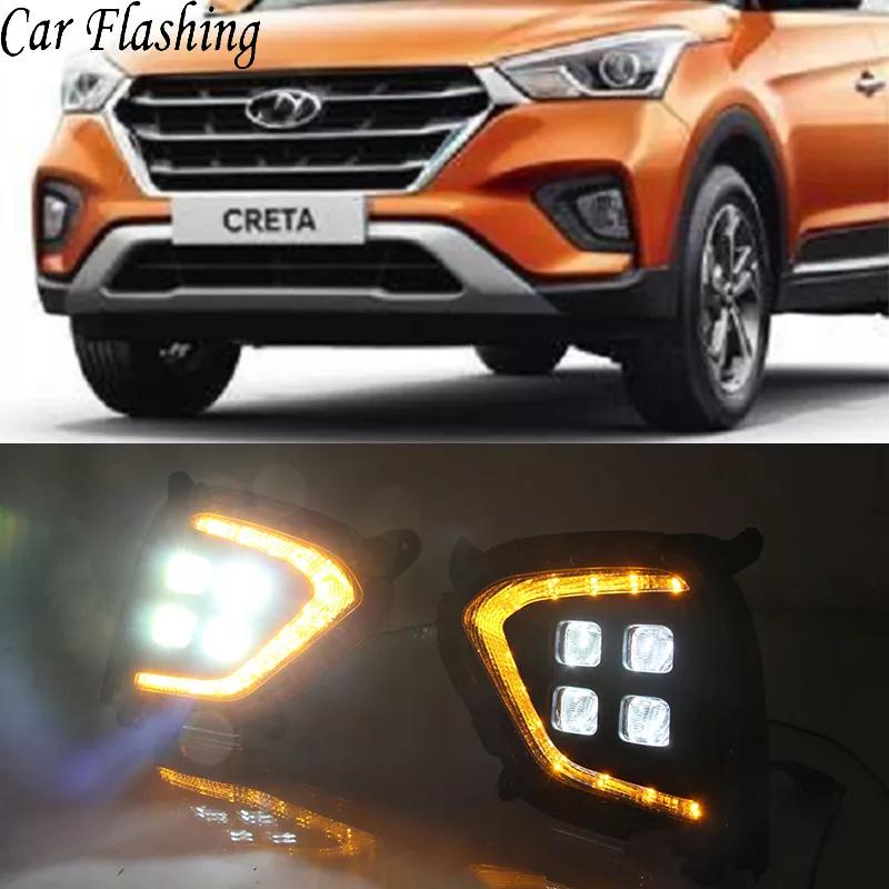 Car Flashing DRL For Hyundai Creta IX25 2017 2018 2019 2020 LED Daytime Running Light fog lamp ...