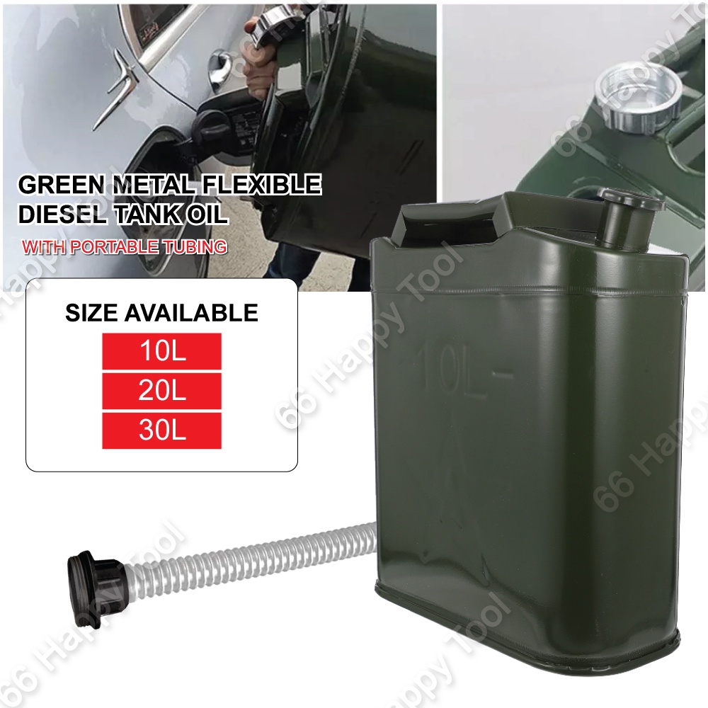 Green Metal Oil Tank 10L 20L 30L Fuel Petrol Diesel Barrel Container ...