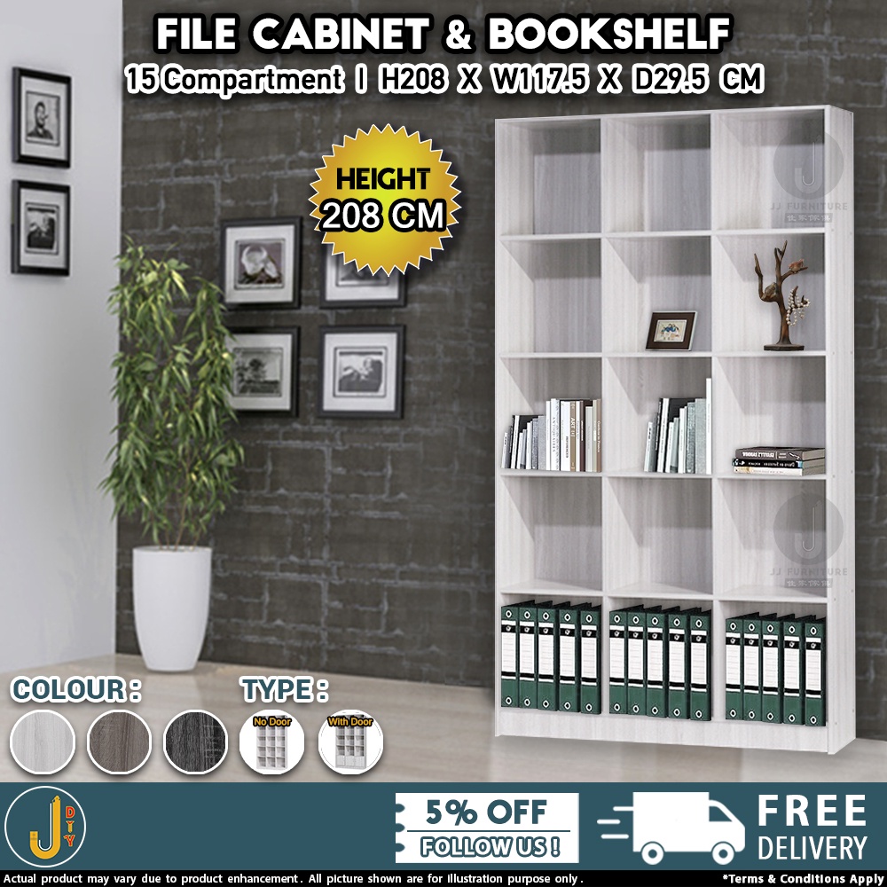 [JJ Furniture DIY] Suria Bookshelf with 15 Compartment File Cabinet ...