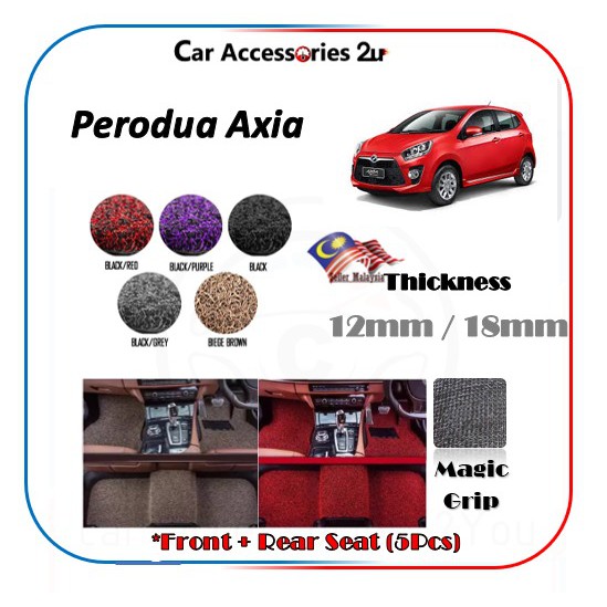 Perodua Axia (2014 - 2022 ) OEM Precut PVC Carpet Coil Mat (Magic Grip ...