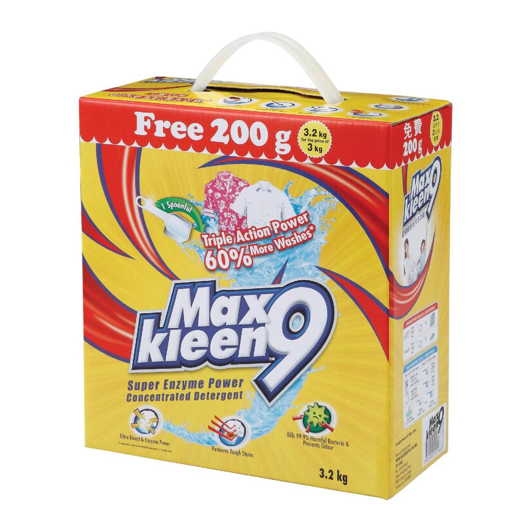 Maxkleen 9 Super Enzyme Powder Detergent 3KG FOC 200Gaxkleen 9 Super ...
