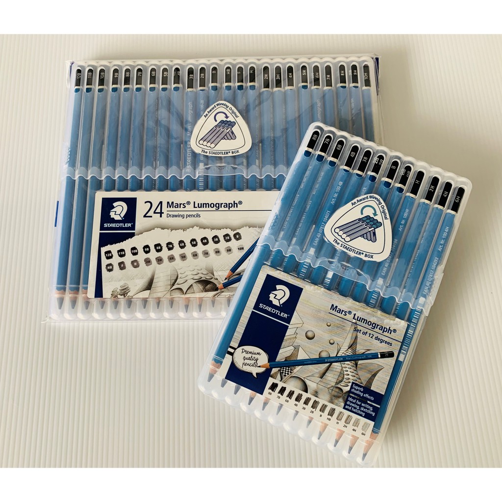 (Wallet Set of 12 / 24 degrees) Staedtler Mars Lumograph 100 Drawing and Sketching Pencils ...