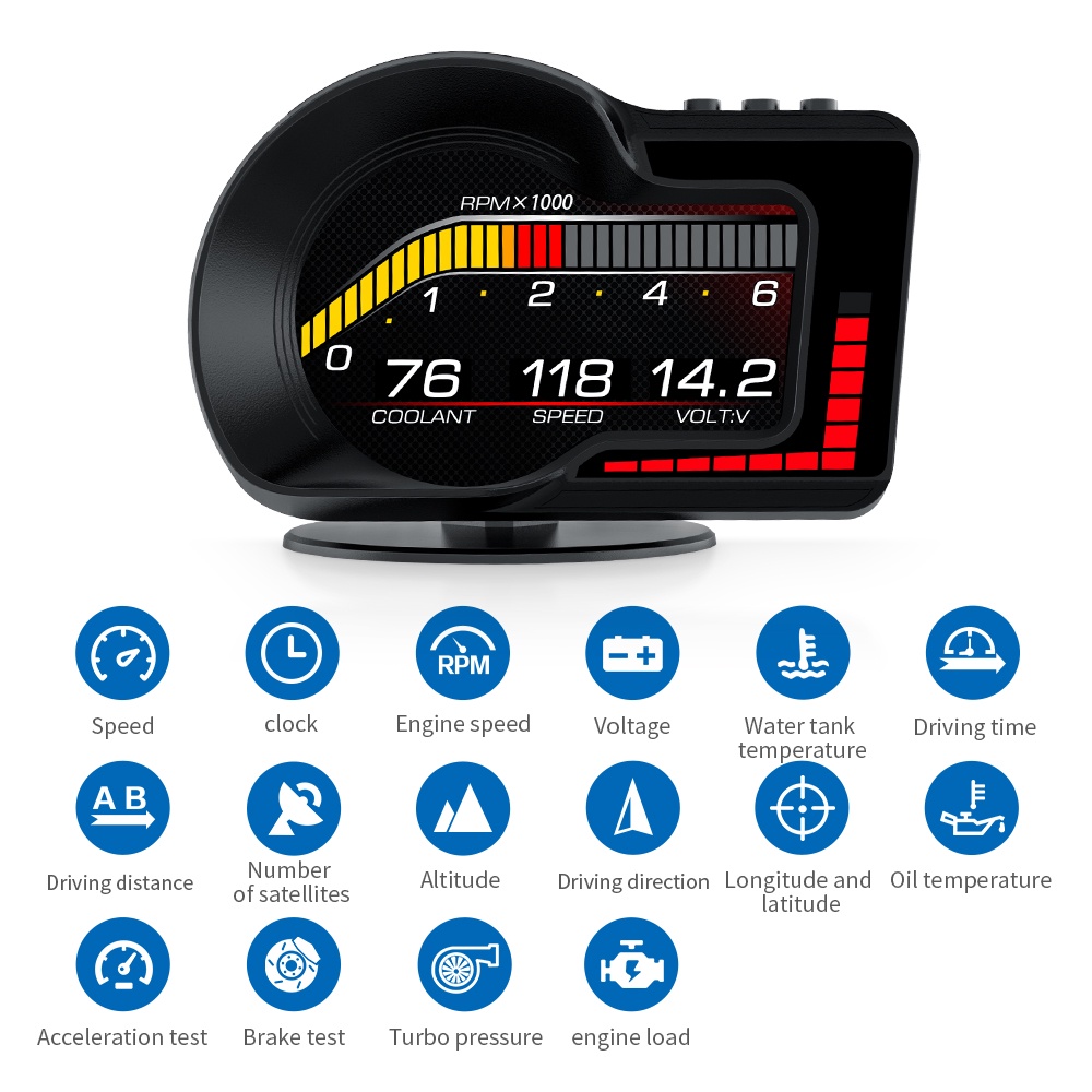 ‼️New Model🇲🇾 F15 Car OBD OBD2 Meter GPS Digital Scanner Speedometer ...
