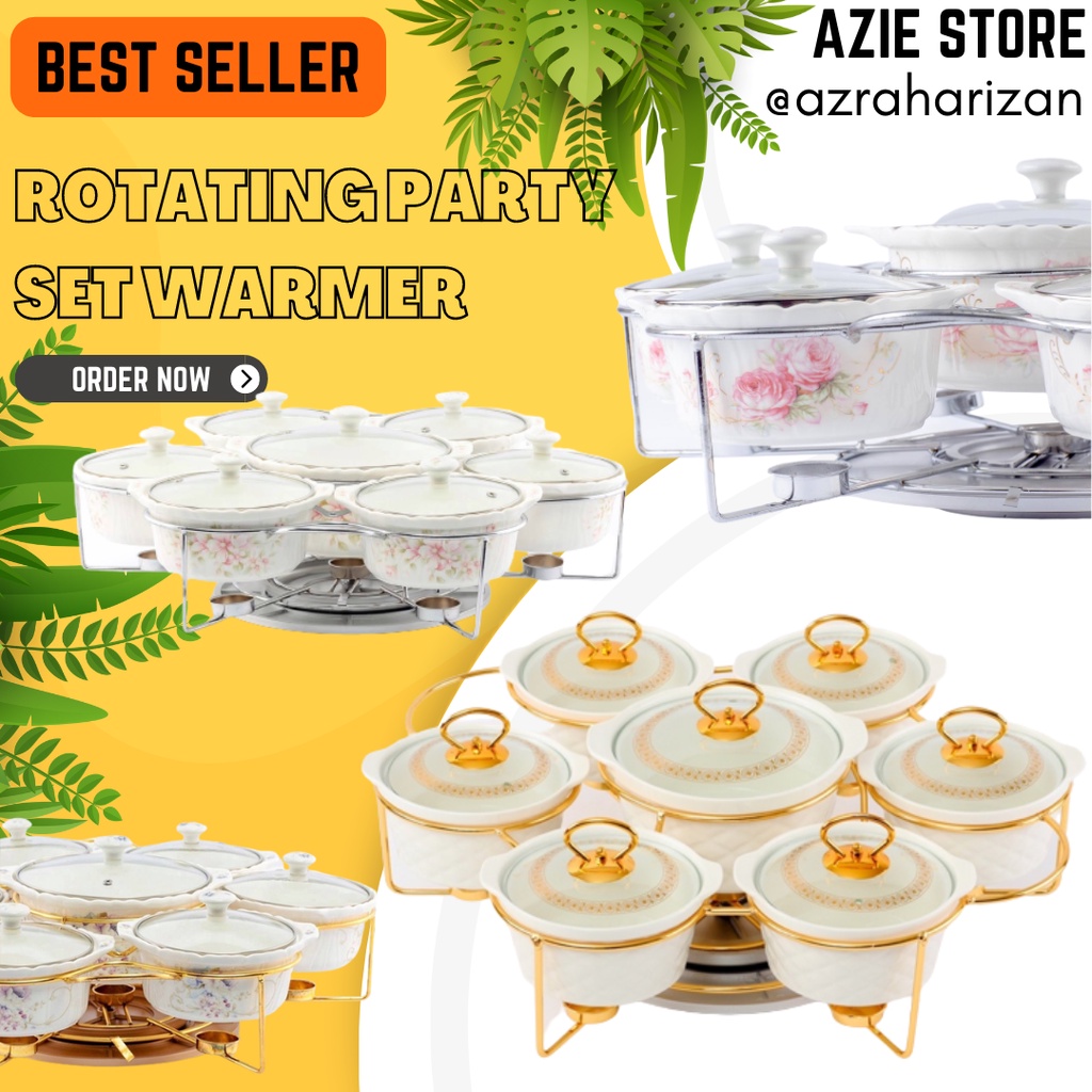 10/12/16PCS QUEENS PARTY SET ROTATING FOOD WARMER GOLD / BEKAS KUIH ...