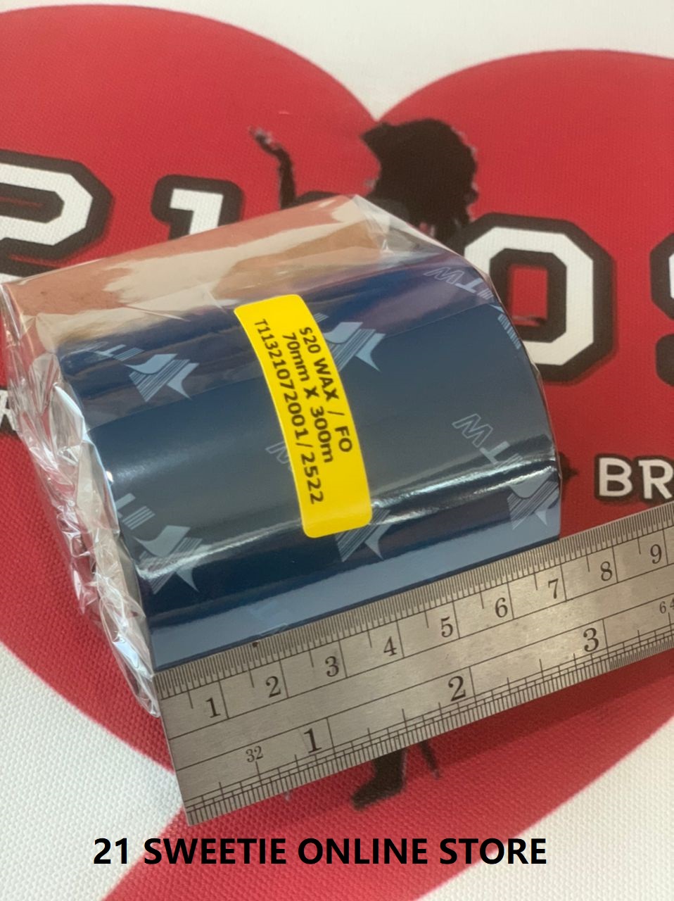 [1 roll] Premium 70x300m Thermal Transfer Wax Ribbon ITW TTR S20 Barcode 70x300 Label Sticker ...