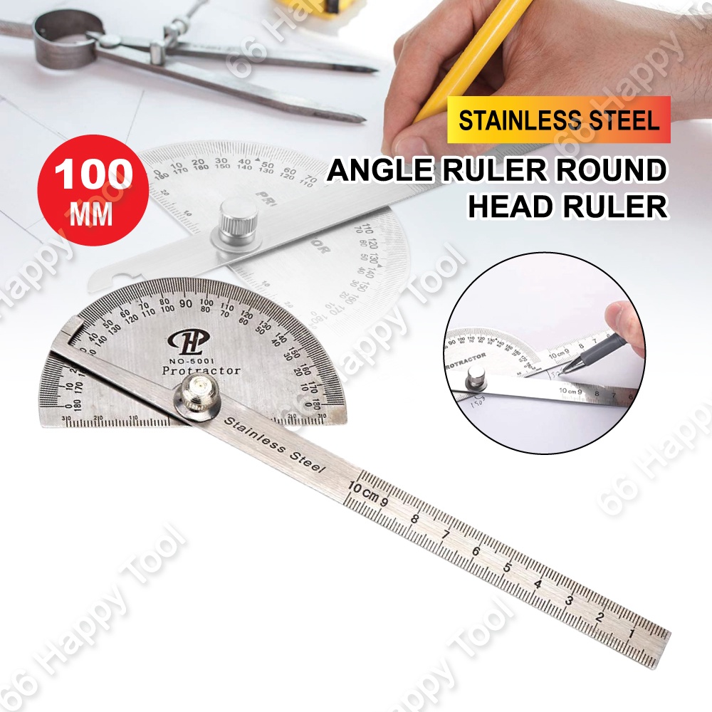 Angle Gauge Round Head Ruler 10cm Adjustable 180 Degree Stainless Steel ...