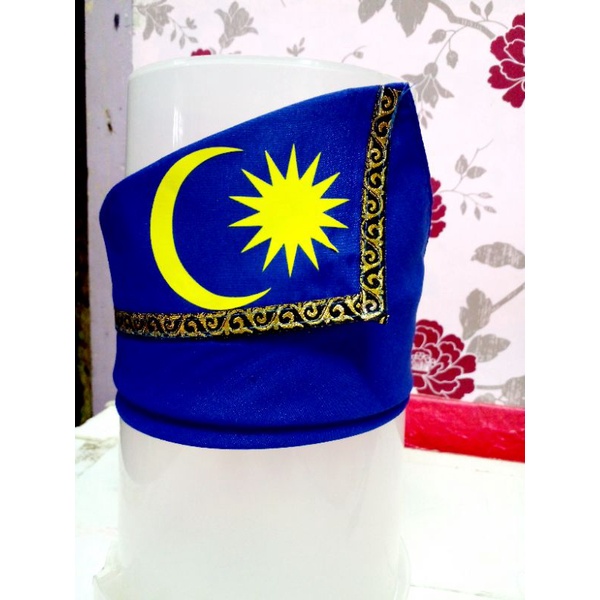 Tanjak/Tengkolok Merah Biru Bulan Bintang Lace | Shopee Malaysia