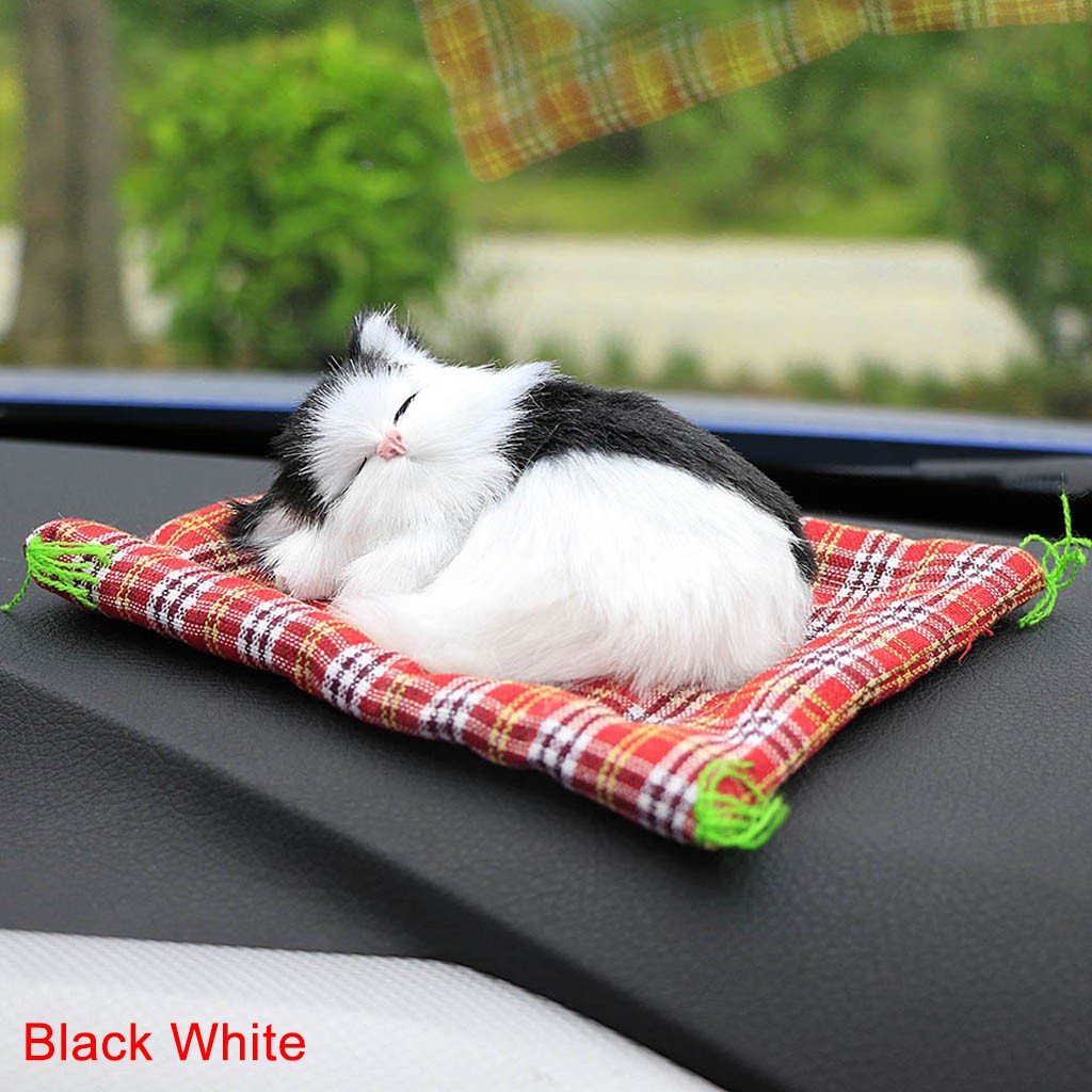 Cute Simulation Sleeping Cat Decoration Car Ornaments Doll Plush Toy ...