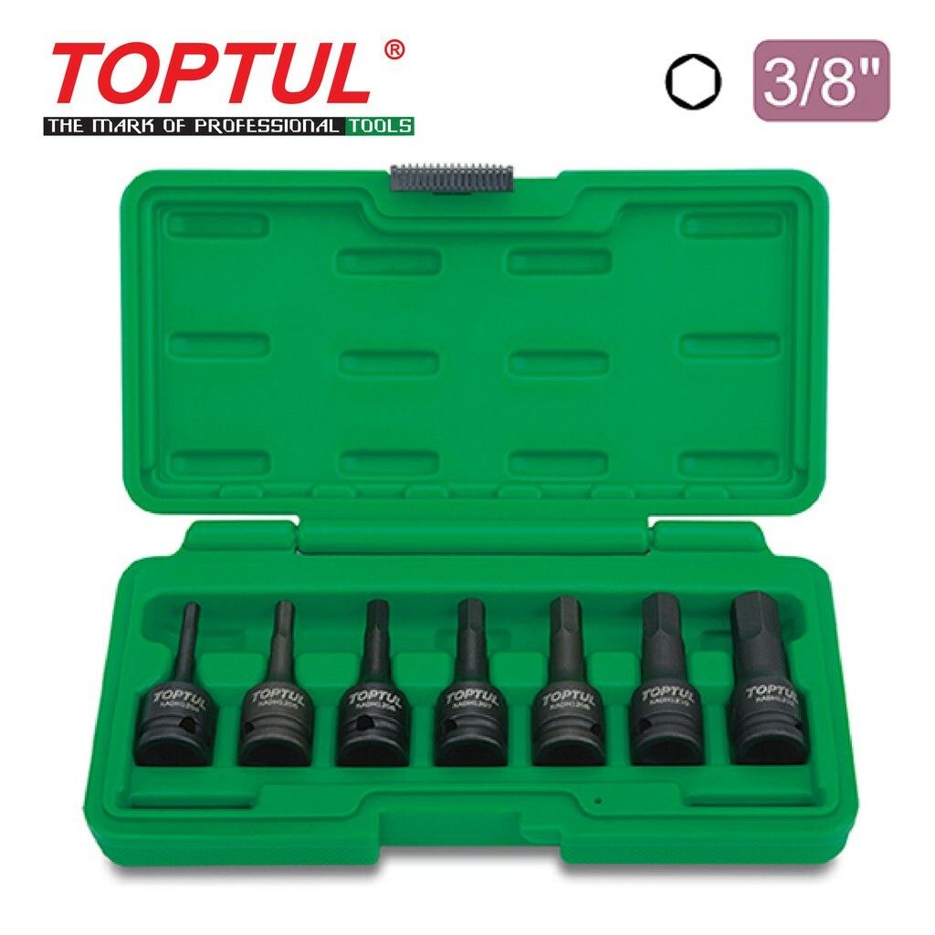 TOPTUL 7PCS 3/8" DR. Hex Bit Impact Socket Set GDAI0704 | Shopee Malaysia