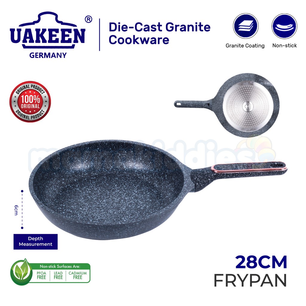 (MINOR DEFECT) Uakeen Original 20-32Cm Deep Frying Pan Granite Non ...