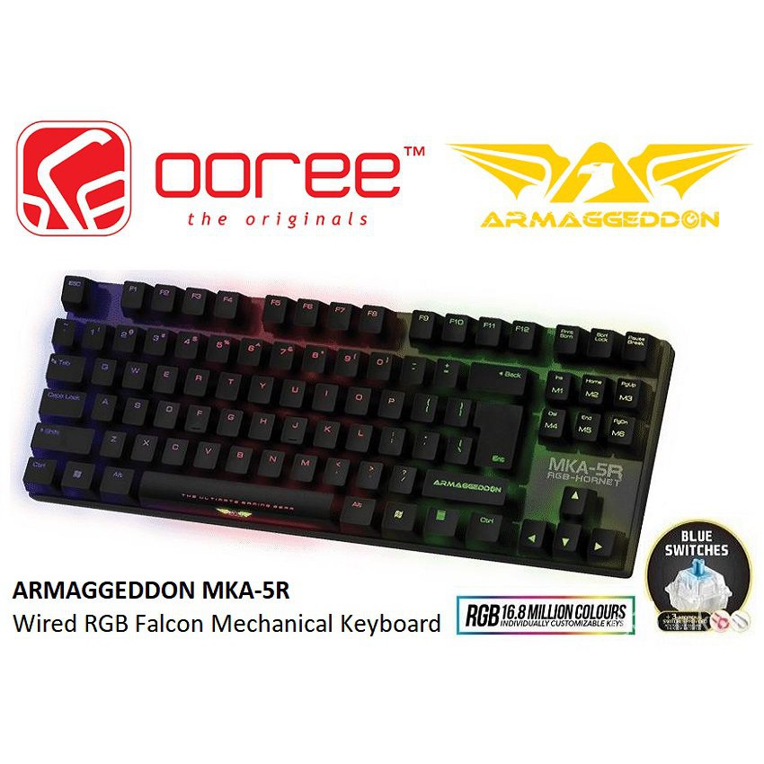 ARMAGGEDDON MKA-5R WIRED USB RGB FALCON MECHANICAL BLUE SWITCHES 87 ...