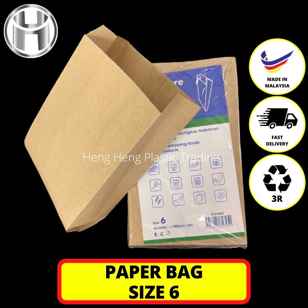 MEGAware Satchel/Paper Bag/Brown Paper Bag/Goodies Bag/Wrapping Foods ...