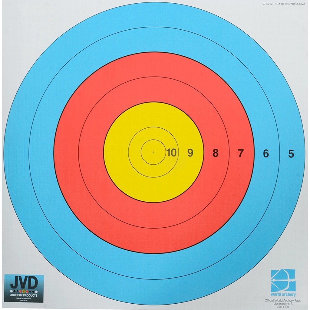 5 Pieces JVD World Archery Centre 6 Ring Target Paper(10 to 5 Zone With ...