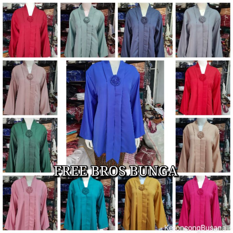 Busui Bumil Long Sleeve Jumbo Plain Floy Kebaya Top KeroncongBusana 110 ...