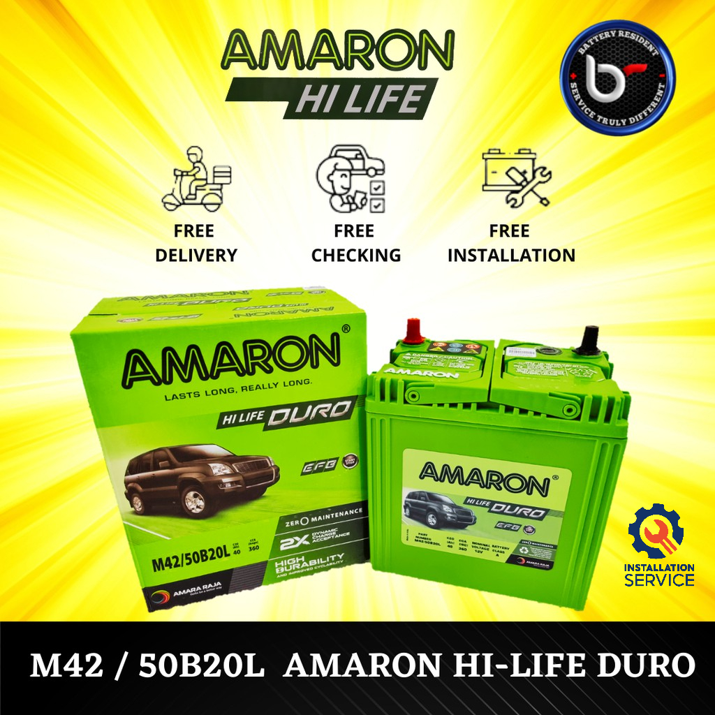 [ Installation Provided ] M42 EFB | 60B20L/R | B20L ] Amaron Hi-life Duro | Car Battery Bateri ...