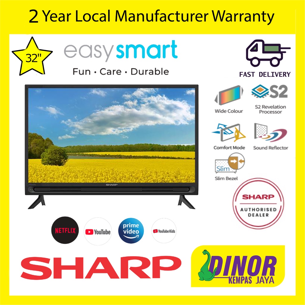Sharp 32'' HD AQUOS Easy Smart TV 2TC32DF1X | Shopee Malaysia