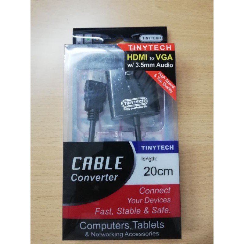 Original!! TINYTECH Cable Converter. HDMI to VGA | Shopee Malaysia