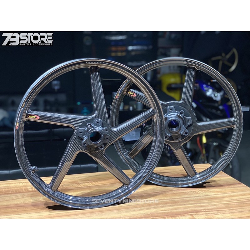 BST Original Carbon Fibre Wheels for 125ZR / Y15ZR / Y16ZR | Shopee ...