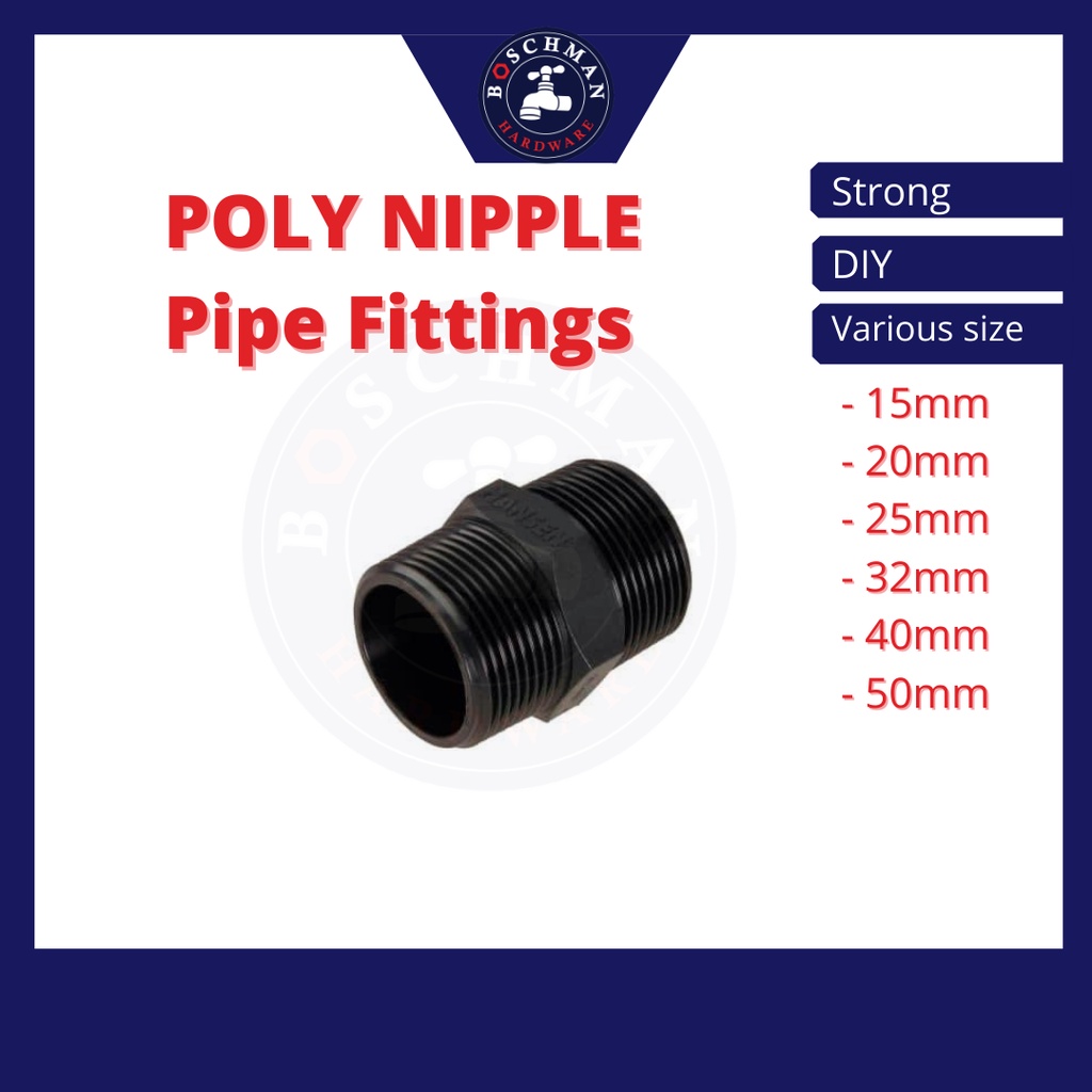 Poly Pipe Fitting PVC Pipe Fitting Joint Penyambung Paip Poly Nipple ...