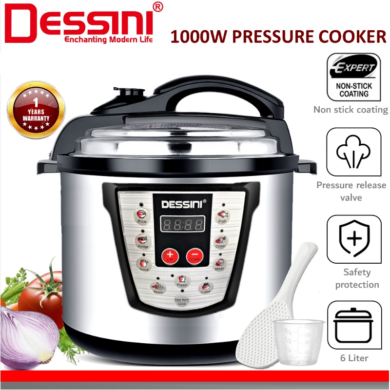 DESSINI ITALY 10IN1 6L Electric Digital Pressure Cooker Non-stick ...