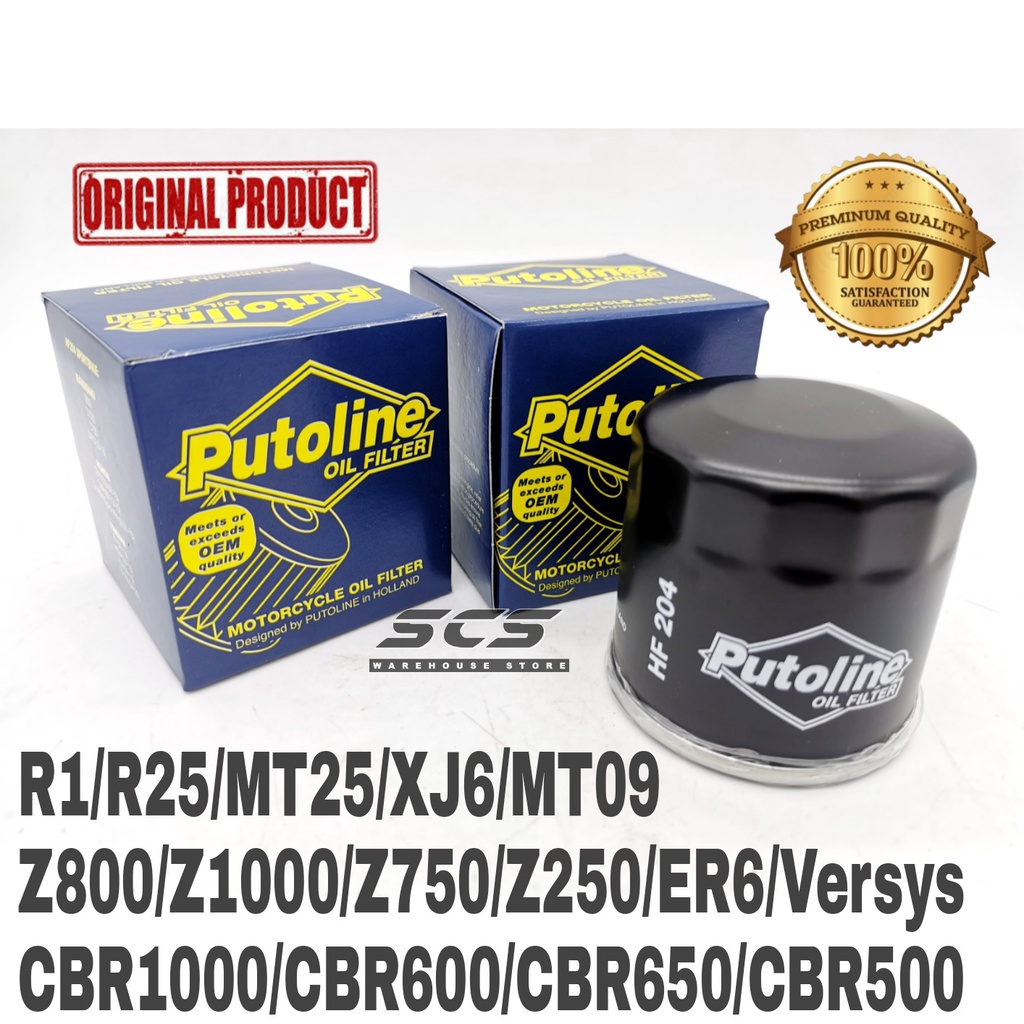 Oil Filter Original PUTOLINE HF204 Motor Z250 R25 MT25 Versys ER6 MT09 ...