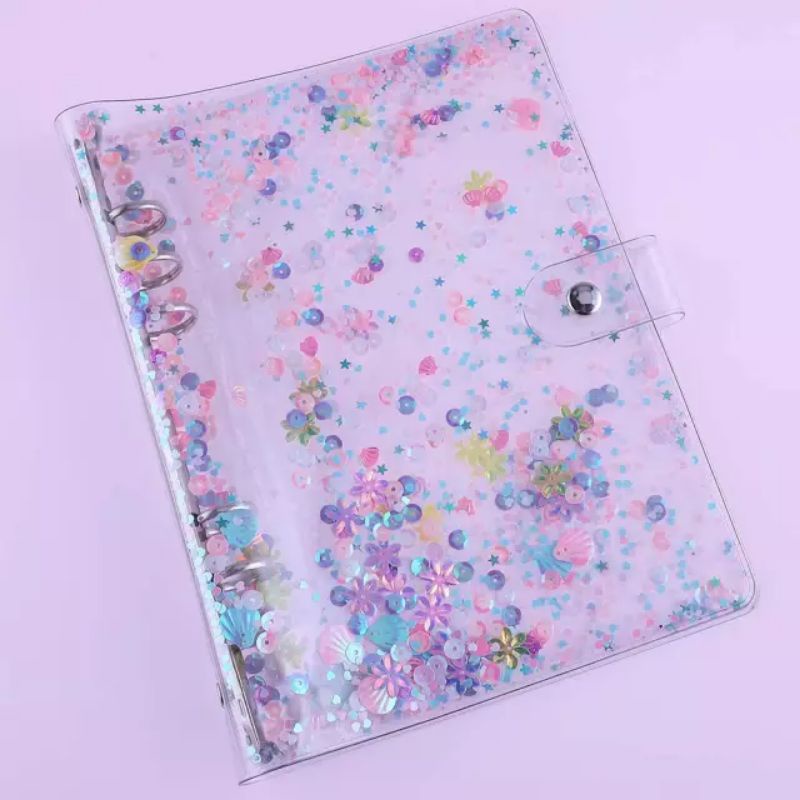 A5/A6 TRANSPARENT PINK SEQUIN BLINK 6 RING PLANNER NOTEBOOK | Shopee ...