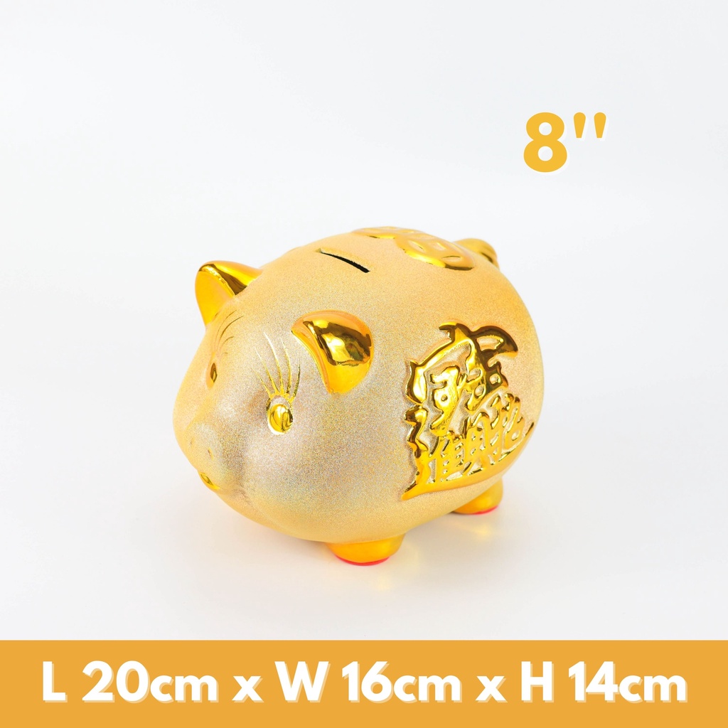 15-22CM Chinese New Year Ceramic Cute Golden Pig Piggy Bank Money Bank ...