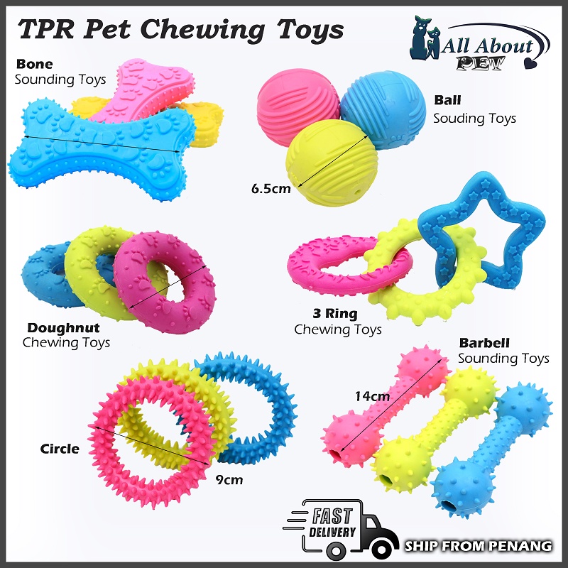 Pet Dog Bell Bone TPR Rubber Bite Resistant Teeth Cleaning Chew Toy ...