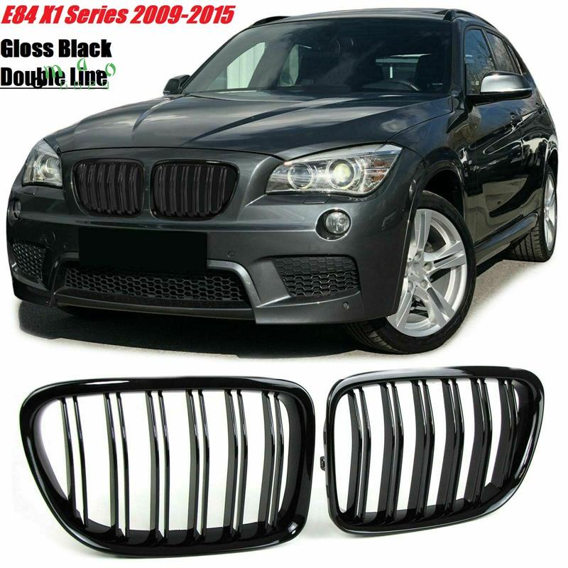 Glossy Black Front Bumper Dual Slat Front Kidney Grill Grille For-BMW ...