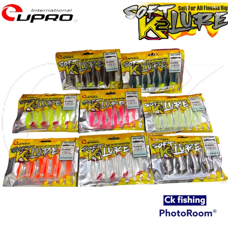 EUPRO K2 Minnow Soft Lure Size 60mm 80mm 100mm 140mm Soft Rubber ...