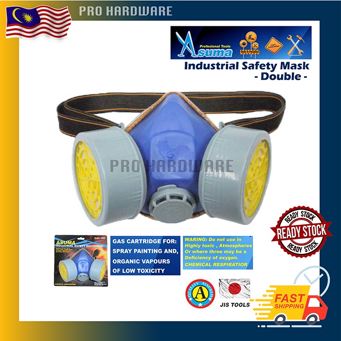 ASUMA Industrial Safety Mask Double Gas Cartridge Respirator Topeng ...