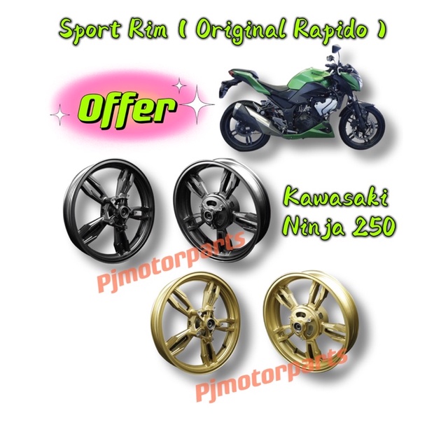 kawasaki Ninja 250 Ninja250 (100% Original Rapido) 1 Set - Sport Rim ...
