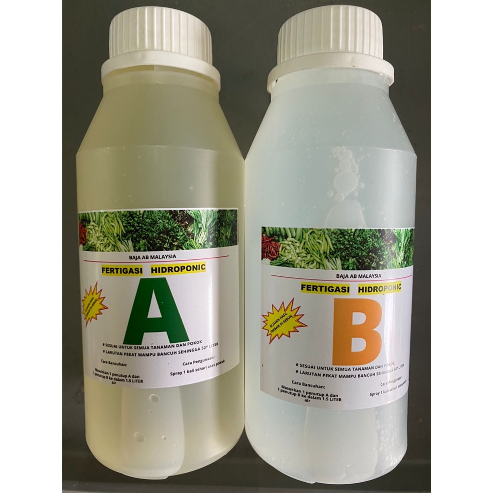 Baja AB ( Fertigasi / Hidroponik / Foliar ) 500ml x 2 botol | Shopee ...