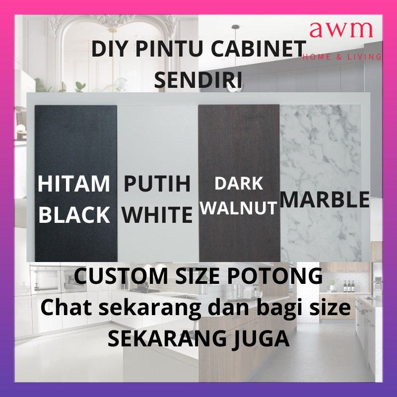 AWM DIY PINTU CABINET KABINET DAPUR DOOR COLOUR MARBLE DARK WALNUT ...