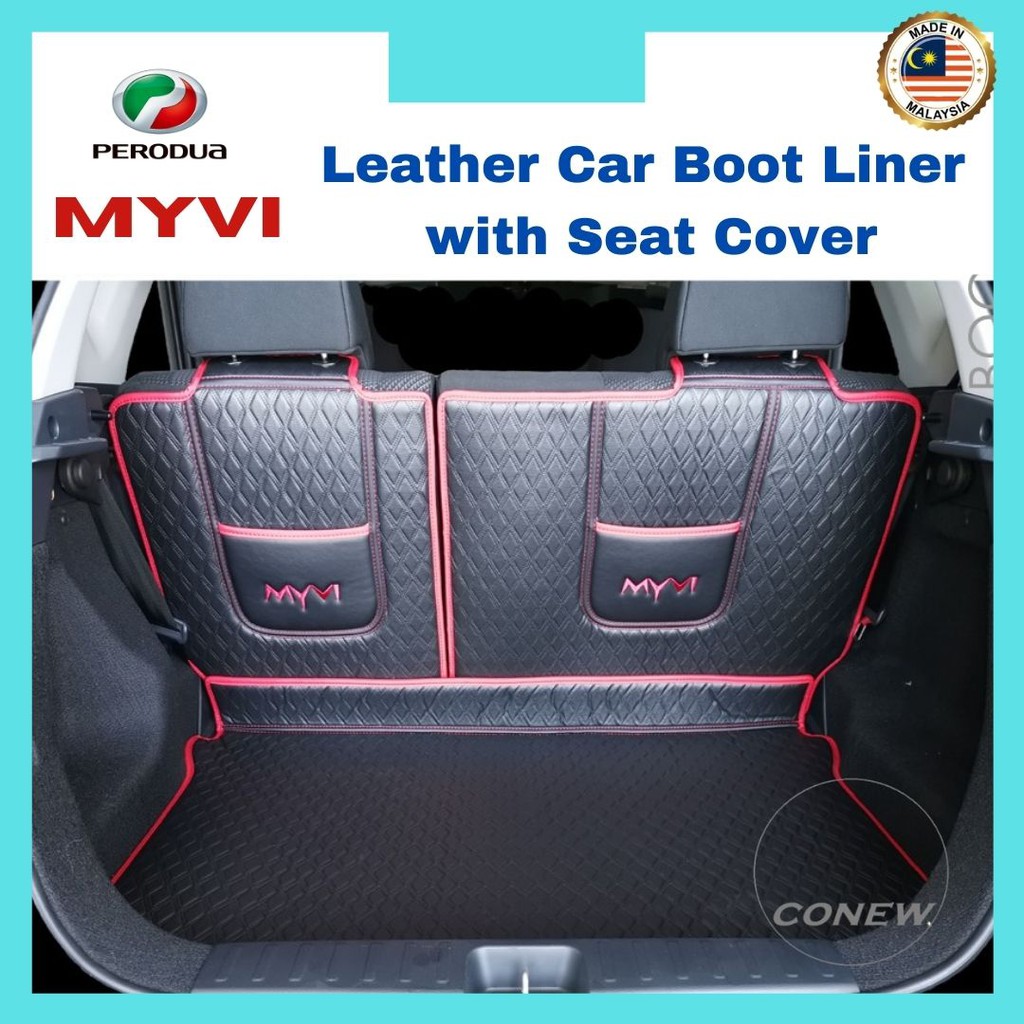 Perodua Myvi Boot Mat with Seat Cover High Quality PU Leather Boot ...